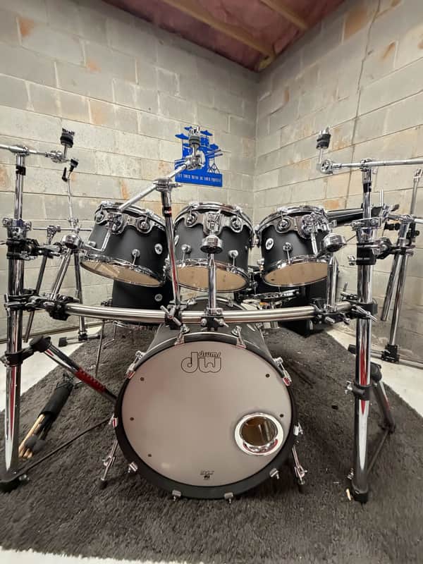 DW Design Series - Black Matte 7 piece set with extras | Reverb
