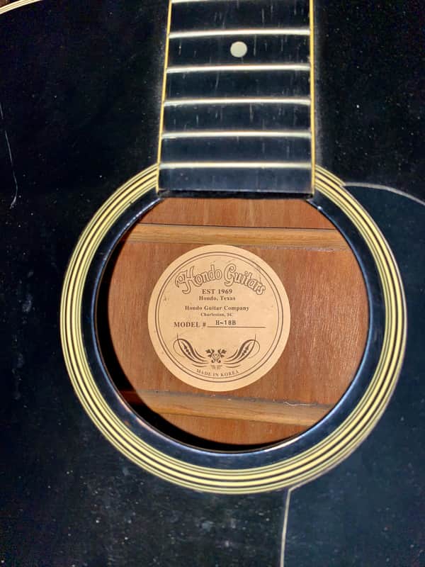 Hondo H-18B Black Acoustic Guitar | Reverb