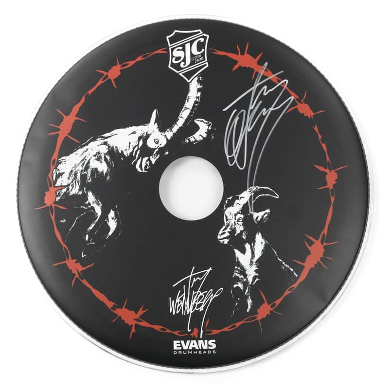 22" Jay Weinberg "First Blood" Kick Drumhead, Signed Owned by | Reverb