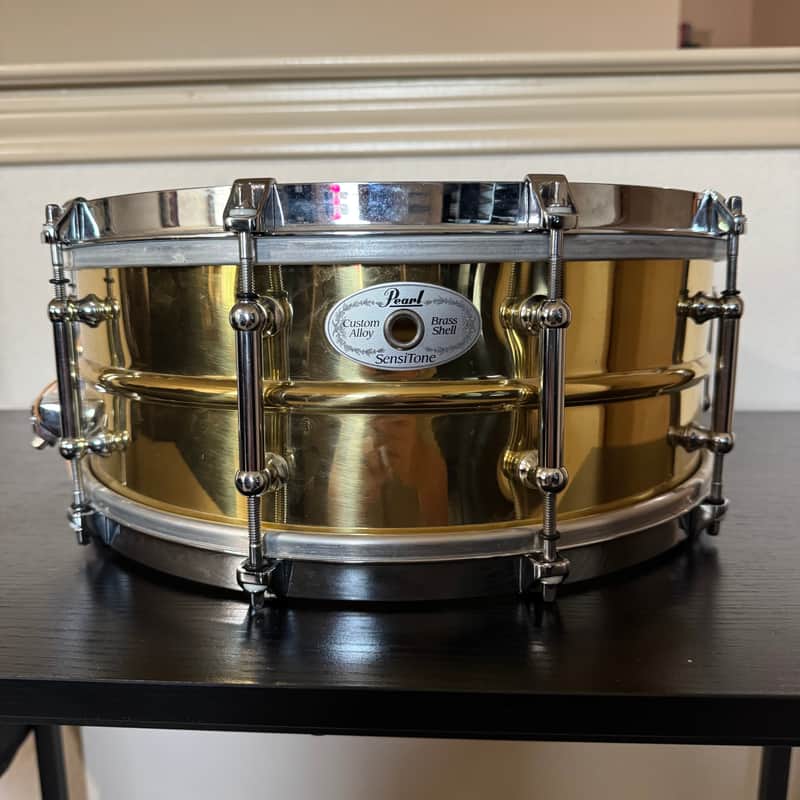 Pearl 14x5.5" SensiTone Custom Alloy Brass Snare Drum - | Reverb