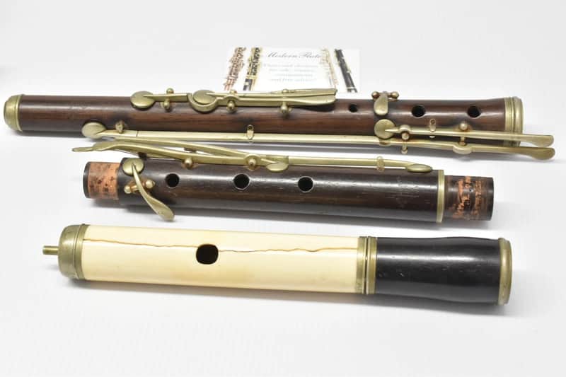 Antique HF Meyer 1800s Ebony Wood Simple System Flute Ivory | Reverb
