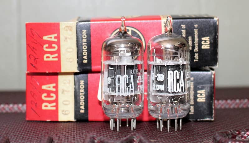 GE 6072 12AY7 PERFECT MATCH PAIR BLACK PLATE TRIPLE MICA O | Reverb