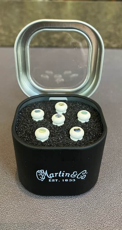 Martin APP0013 Luxe Liquid Metal Bridge Pin Set - Bone w/ | Reverb