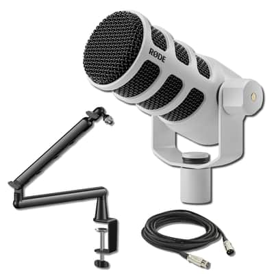 Rode PodMic USB Dynamic Broadcast Microphone (White) with Low | Reverb