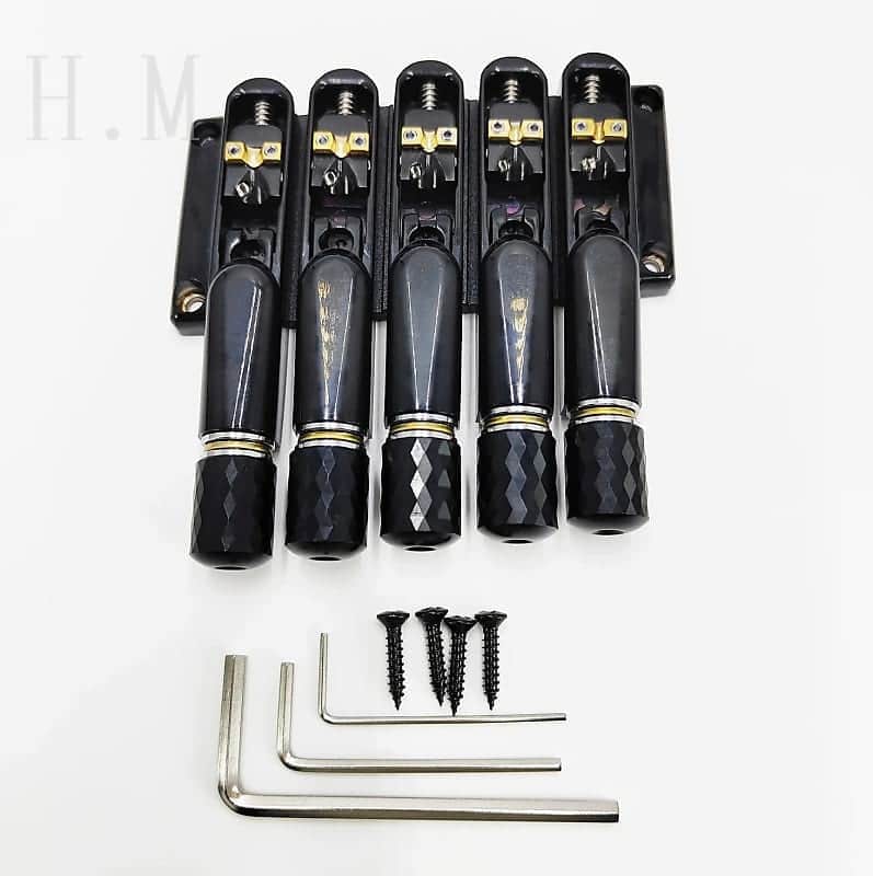 Black 5 String Headless Bass Guitar Bridge System | Reverb