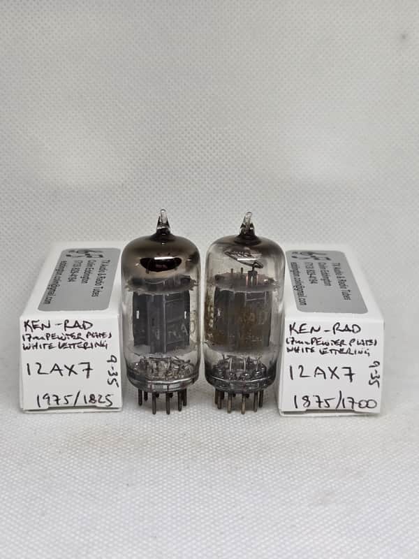 GE / Ken-Rad 12AX7 Long Pewter Plates Matched Pair NOS ECC83 | Reverb