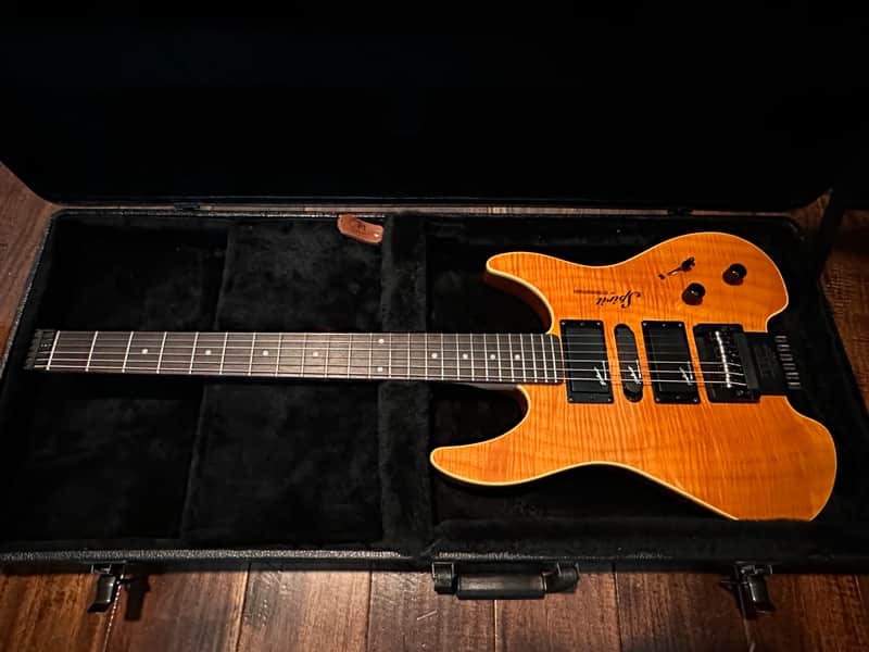 Steinberger Spirit GU-7R Amber Flame Headless Guitar – Near | Reverb