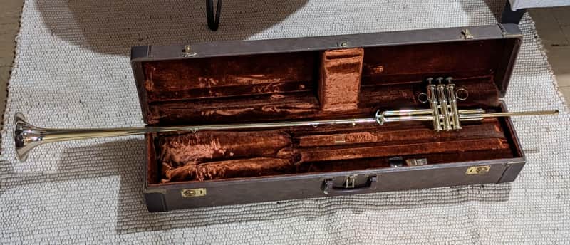 Vintage F.E. Olds Studio Herald Trumpet Fullerton Silver Bell | Reverb