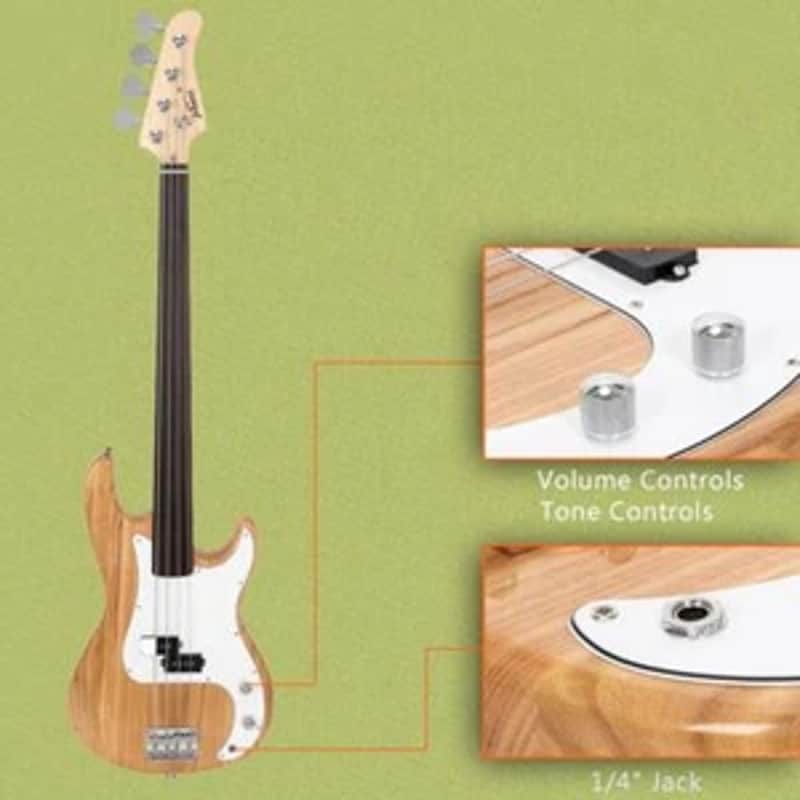 New Glarry Electric Bass Guitar Burlywood Fretless 4 String | Reverb