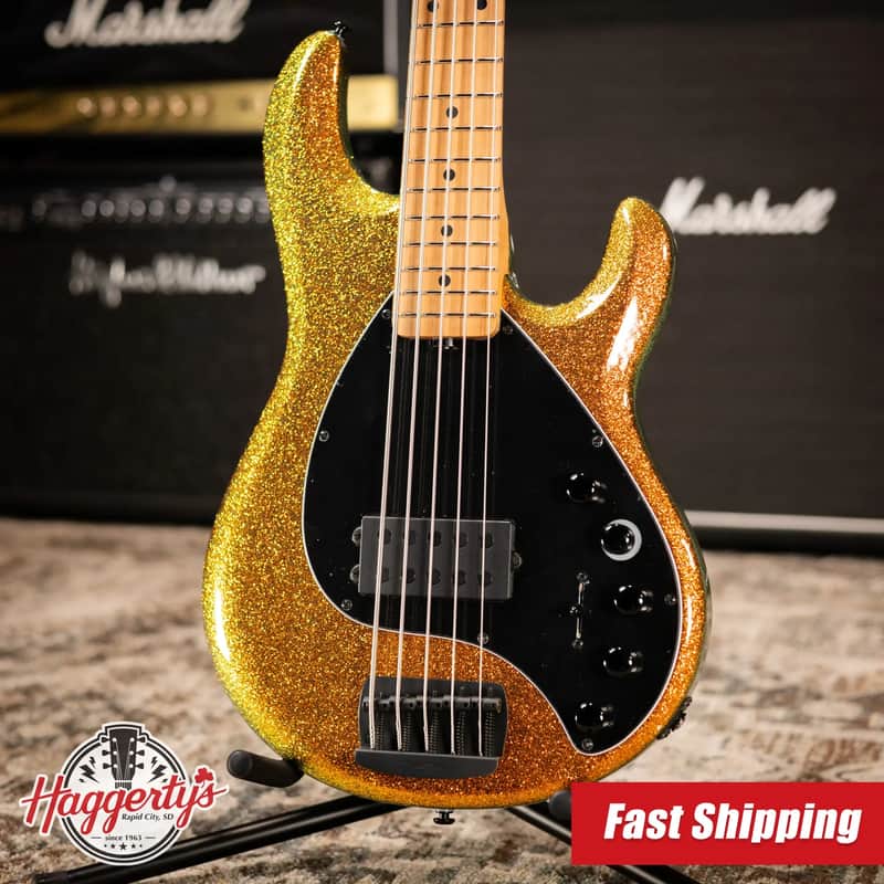 Ernie Ball Music Man DarkRay 5-String Bass - Gold Bar with | Reverb