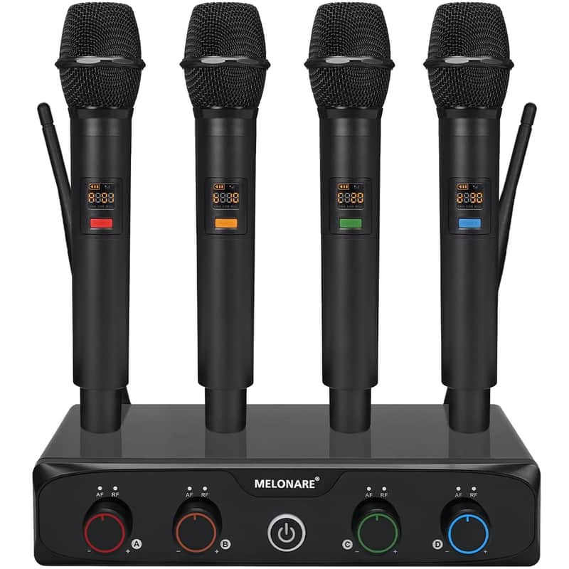 4-Channel Wireless Microphone System, Uhf Compact Cordless | Reverb