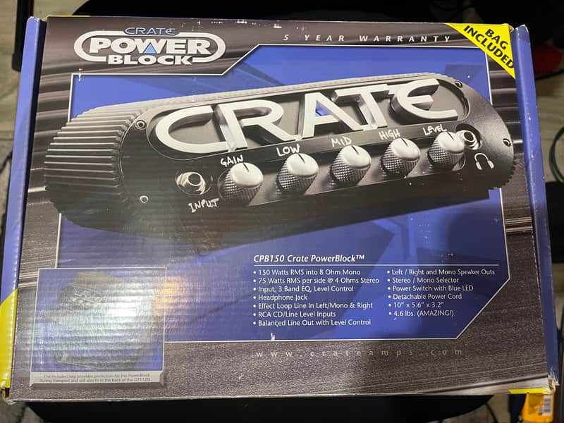 Crate CPB150 PowerBlock Amplifier - Black NOS mint | Reverb
