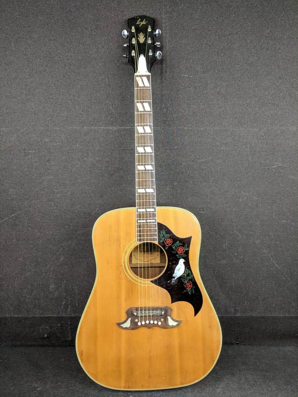 Vintage Lyle W-415 Natural Finish Acoustic Guitar MIJ w/ Dove | Reverb