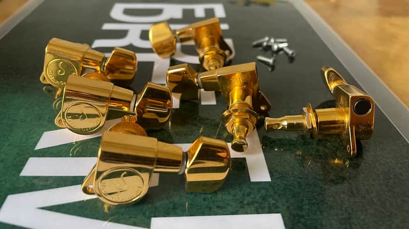 Schaller M6 135 6L Gold Guitar Tuning Machines | Reverb