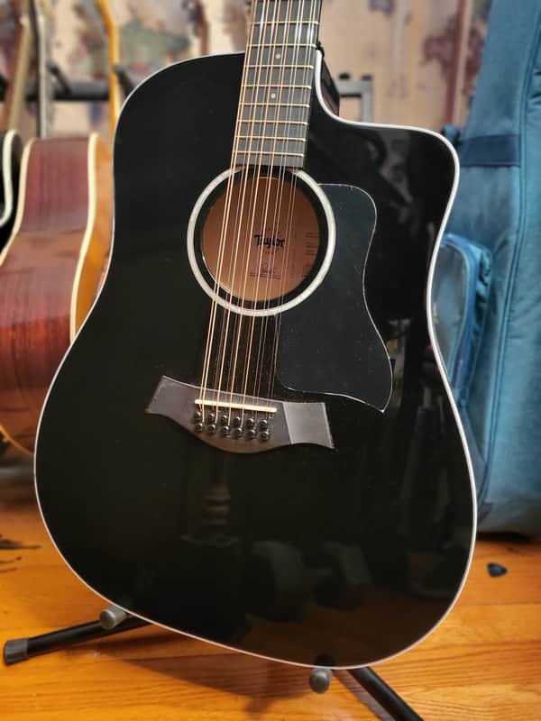 Taylor 250CE Black Plus 12 String Acoustic Electric Guitar | Reverb