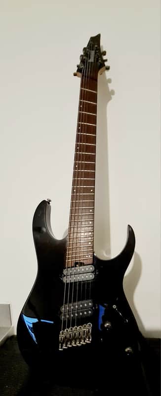 Ibanez RGMS7 Black – Multiscale 7-String Iron Label Fan Fret | Reverb