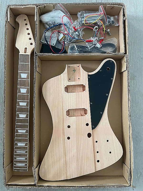 Unfinished Firebird Style Guitar DIY Kit, Mahogany Body and | Reverb