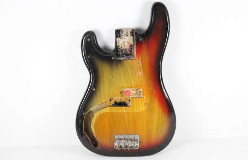 1977 Vintage Fender Precision Bass Lefty Sunburst Ash BODY | Reverb