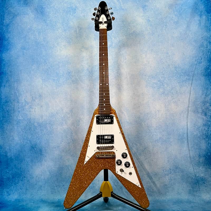 2013 Edwards by ESP E-FV Flying V Gold Glitter Made in Japan | Reverb