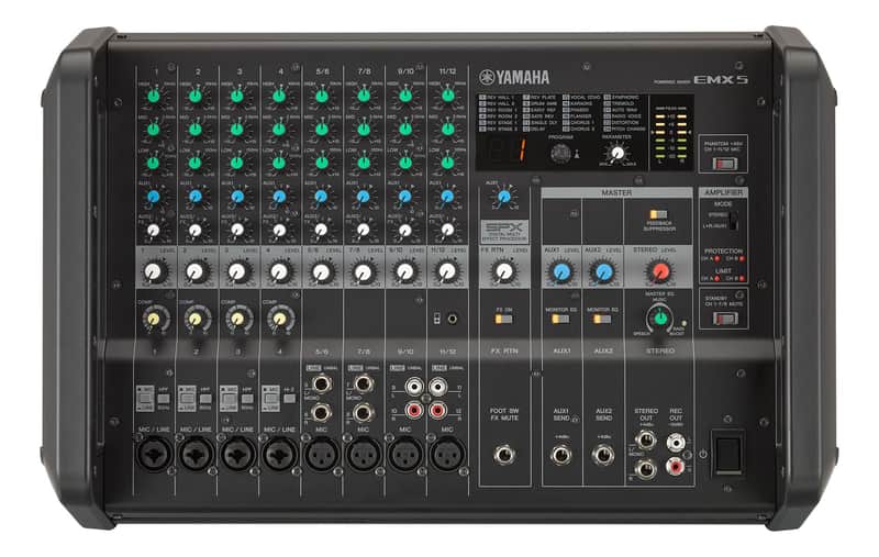 Yamaha EMX5 12-input Stereo Powered Mixer w/ DSP Effects , | Reverb