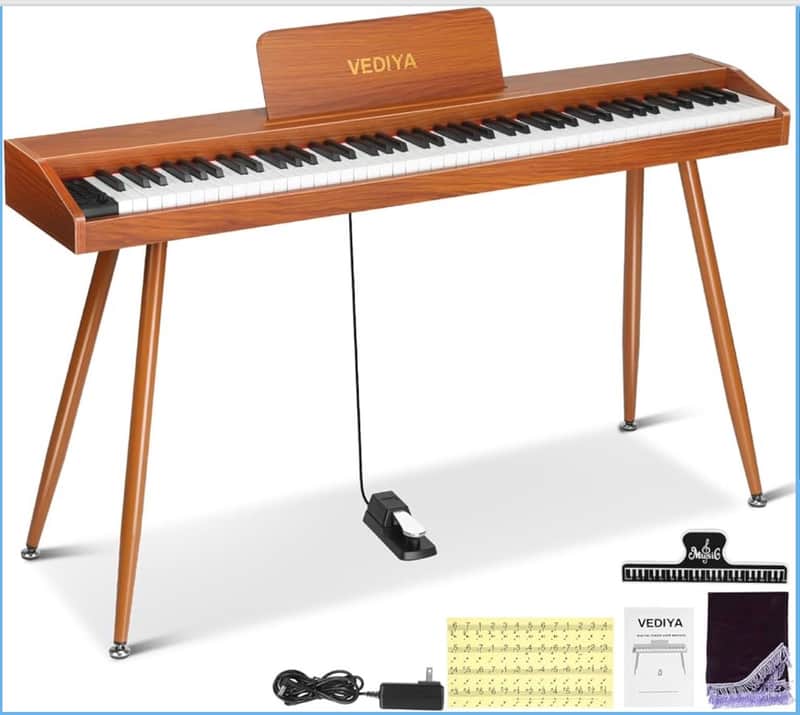 VEDIYA VE28 88-Key Digital Home Piano Brown MIDI USB Speaker | Reverb