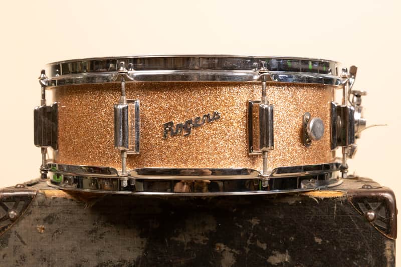 1960s Rogers 5x14 Powertone Champagne Snare Drum | Reverb