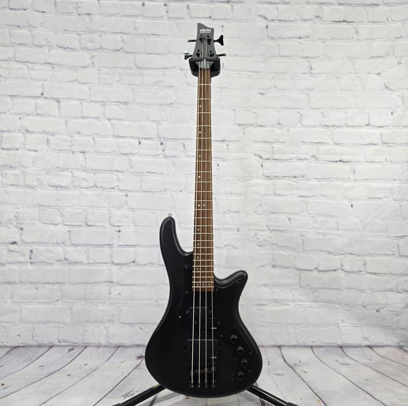USED Schecter Stiletto Stealth 4 String Bass Matte Black | Reverb