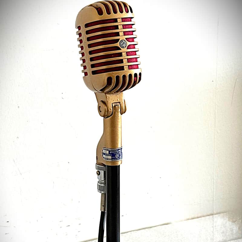 Vintage 1950's Shure 55S Dynamic Microphone, Gold Tone, works | Reverb