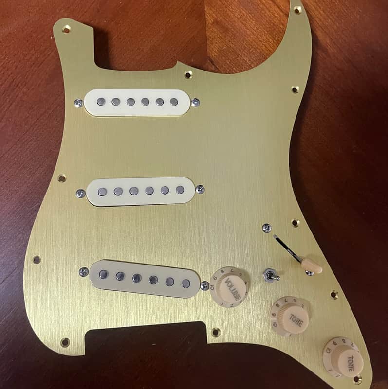 Loaded Passive Brushed Aluminum Gold SSS Pickguard | Reverb