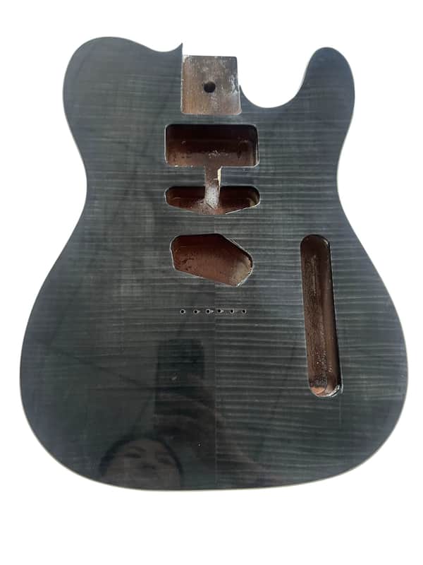 Black Mahogany Guitar Tele Style Body with Veneer Tiger Maple | Reverb