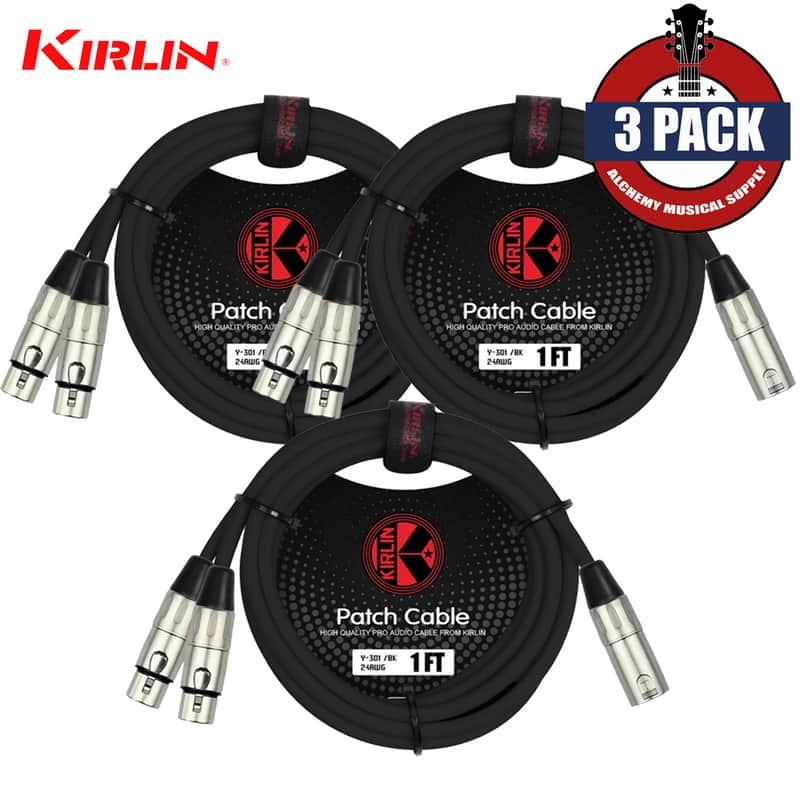 3-PACK Kirlin Y-301-01 1FT XLR Male to Dual XLR Female | Reverb