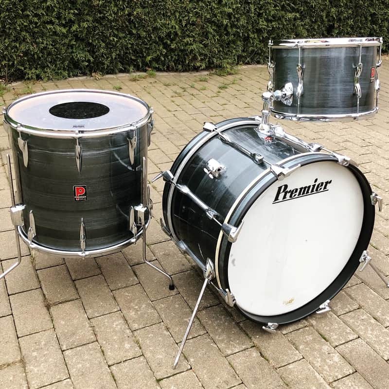 Premier 202 Outfit, 70s Grey Shimmer 20/13/16 Mahogany shells | Reverb