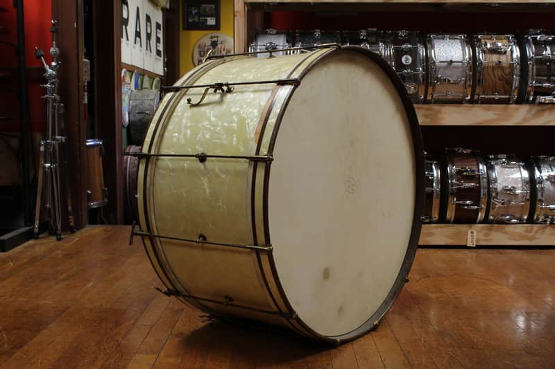 1930s Leedy 14x28 Spartan Bass Drum in White Marine Pearl w/ | Reverb