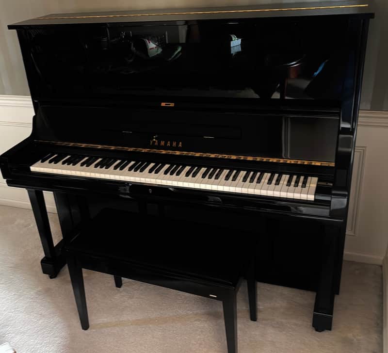 Yamaha U3AR with Piano Chair 1988 - Black Polished Ebony | Reverb