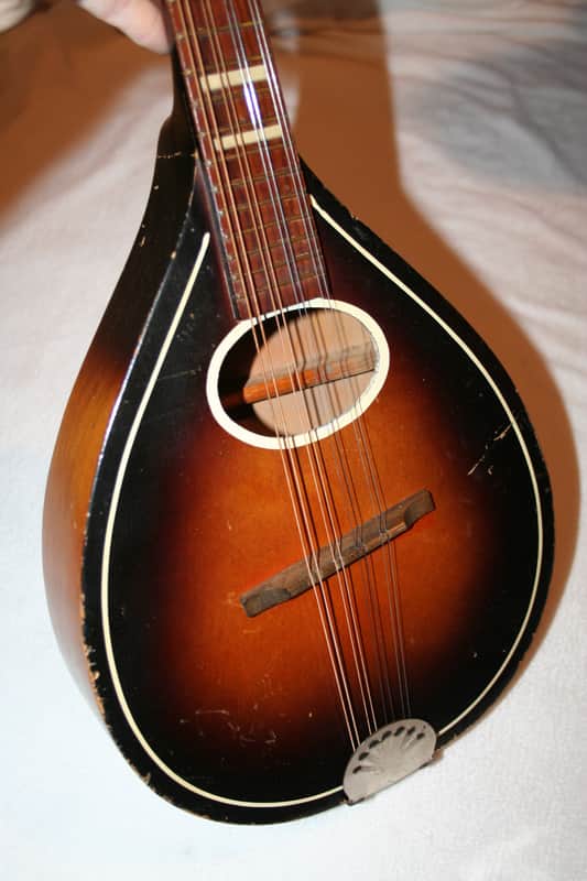 ANTIQUE FLAT BACK MANDOLIN TENOR SUNBURST TEARDROP BLUEGRASS | Reverb