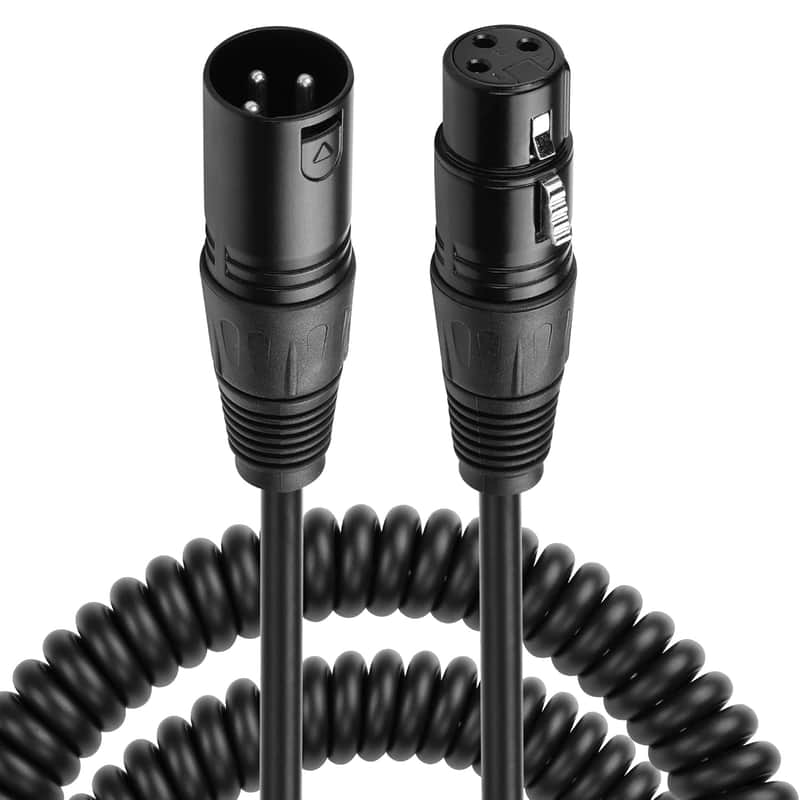 XLR Microphone Coiled Cable, Right Angle Male XLR to Straight | Reverb