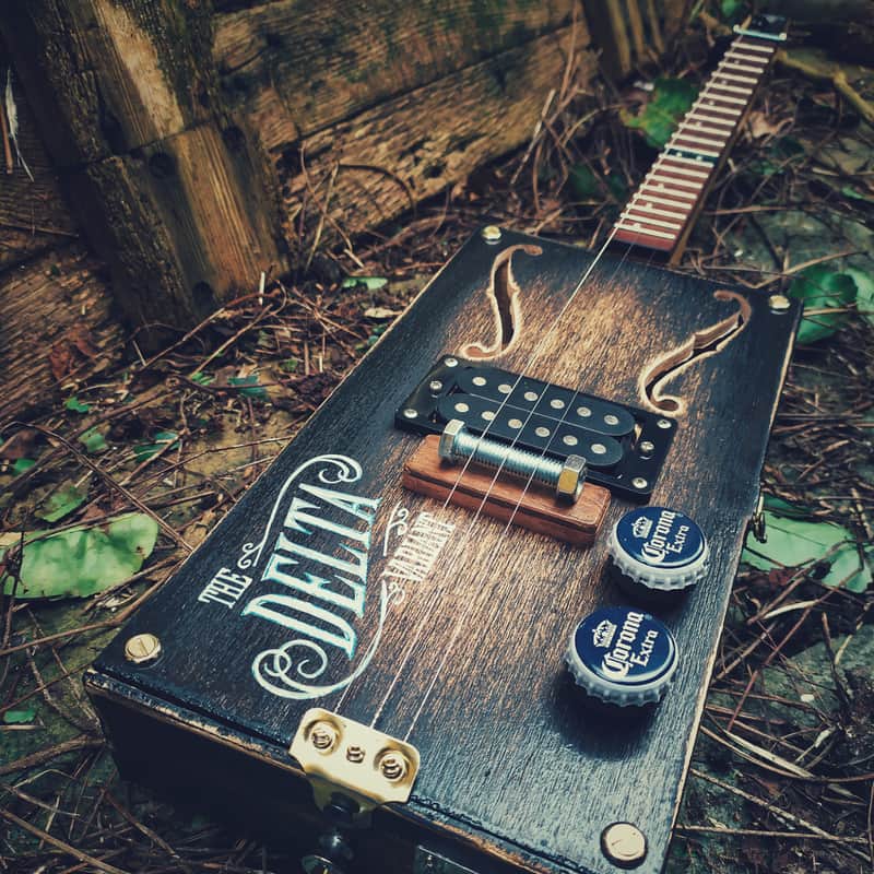 Hand Made 3 String Cigar Box Guitar 2022 black relic | Reverb UK