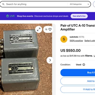 UTC transformer mix bus box stereo / dual mono for ssl neve | Reverb