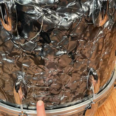 1970s Gretsch Stop Sign Badge Drum Set Black Diamond Pearl | Reverb