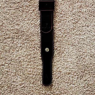 Red Monkey Black Leather Guitar Strap w/ Red Stitching | Reverb