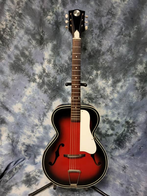 Vintage 1968 Truetone by Kay Archtop Redburst Guitar Pro | Reverb