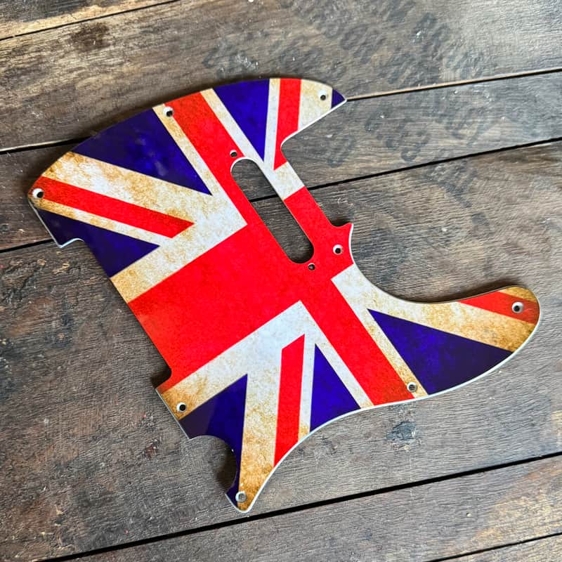 Greasy Groove Union Jack Telecaster Pickguard - Worn British | Reverb