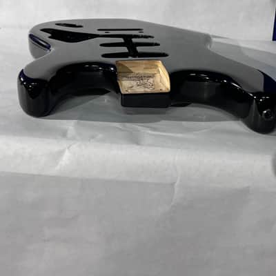 Warmoth Stratocaster Body 2010s - Black w White Racing Stripe | Reverb