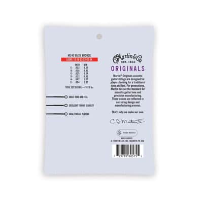 Martin M140 Original Acoustic Light Gauge Guitar Strings | Reverb
