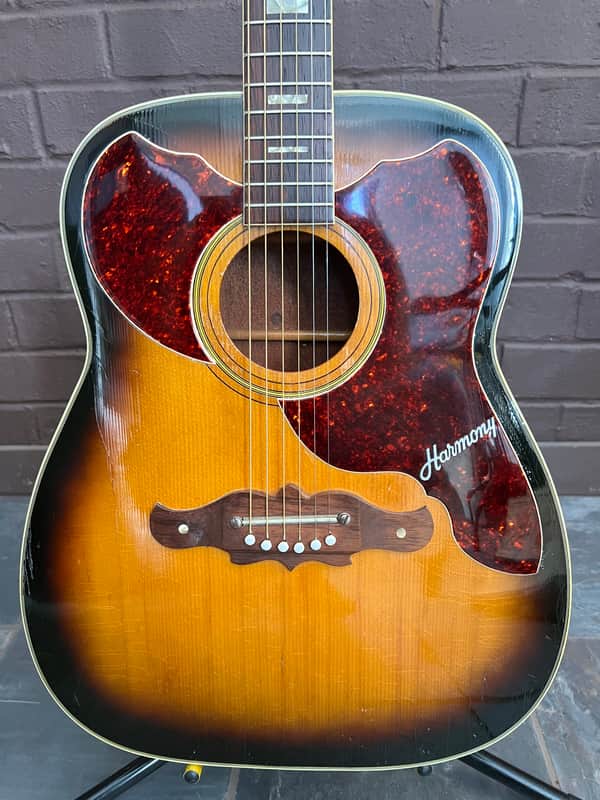 Vintage Harmony H1265 Sovereign Deluxe Acoustic Guitar 1960’s | Reverb
