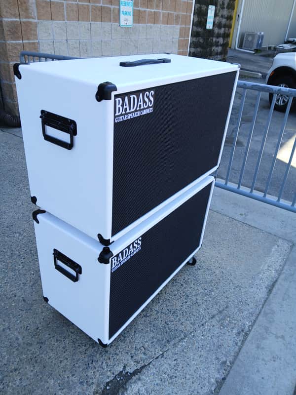 BADASS Guitar Speaker Cabinets 2x12 White Tolex Black | Reverb