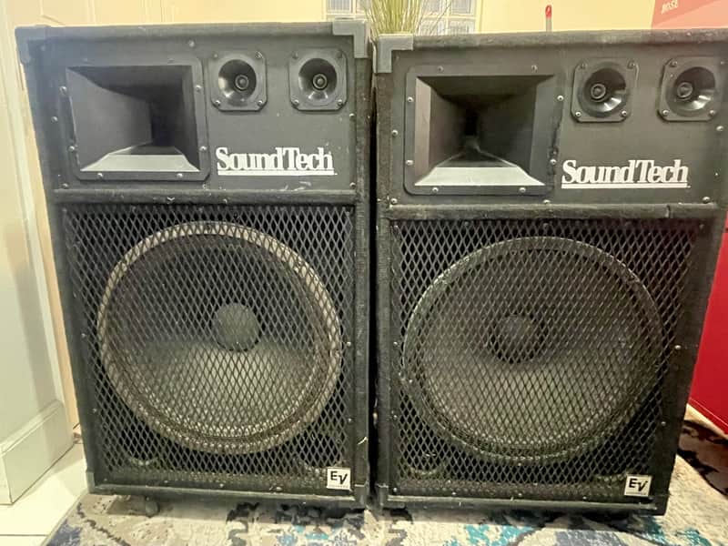 Pair Vintage SoundTech 3-Way PA Speakers w/ Electro-Voice | Reverb