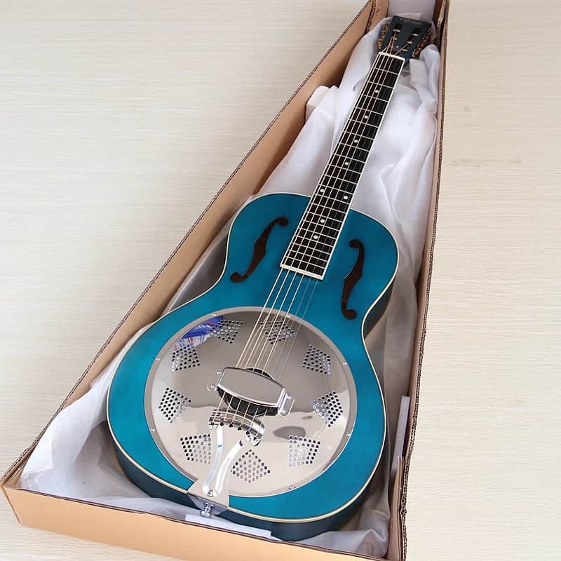 Blue Resonator Folk Acoustic Guitar, Laminated Spruce Top | Reverb