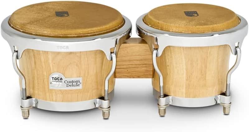 Toca Custom Deluxe Wood Bongo Drums Set - Natural Wood Finish | Reverb