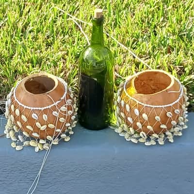 West African-style netted gourd rattle (Ga akasa) | Reverb